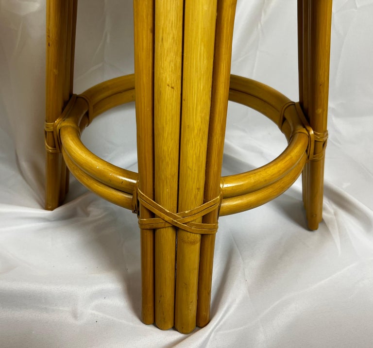 Ficks Reed Style Swivel Rattan Bar Stools-Set of Four For Sale at 1stDibs