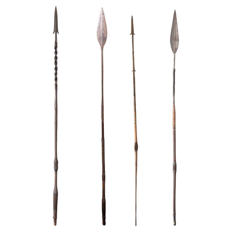 Set of Four Forged African Barbed Harpoon Spears from Kongo at 1stDibs