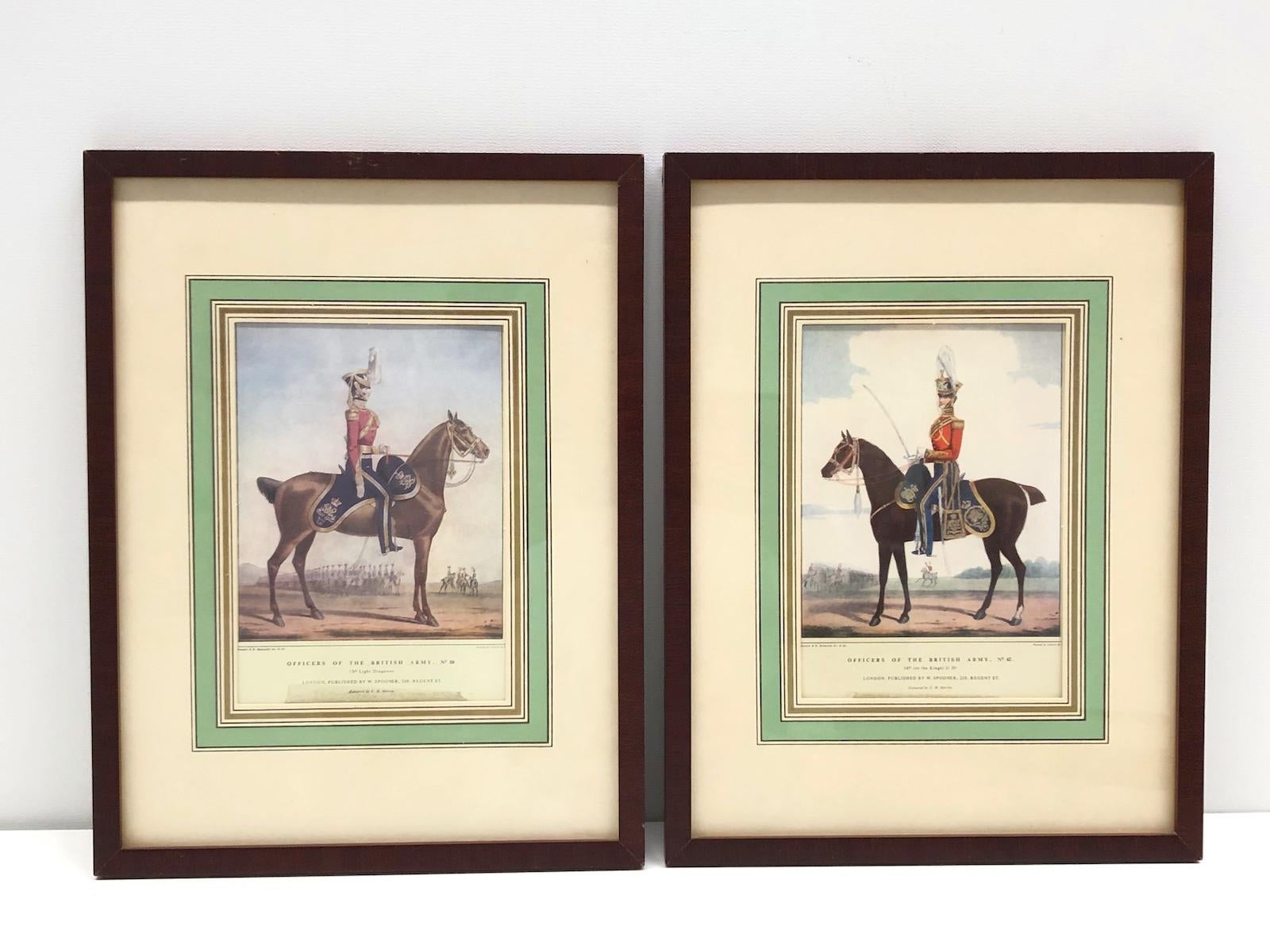 Set of Four Framed British Officers on Horse L. Mansion drawings ...