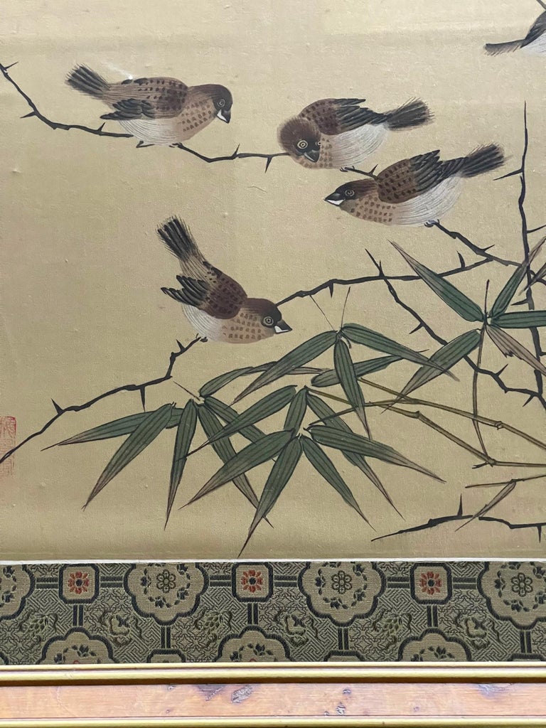 Set of Four Framed Chinese Silk Flower and Bird Paintings For Sale at ...