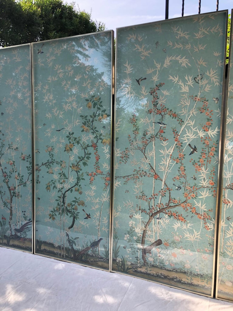 Set of Four Framed "Eastern Eden" Iksel Wallpaper Panels at 1stDibs