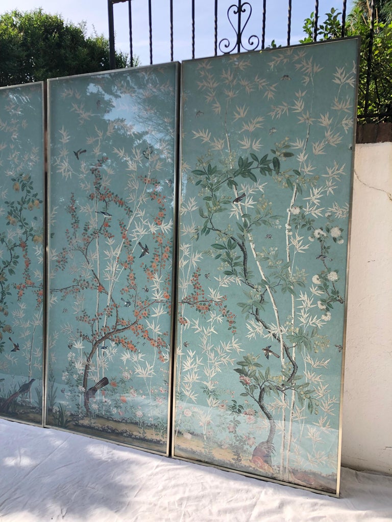 Set of Four Framed "Eastern Eden" Iksel Wallpaper Panels at 1stDibs