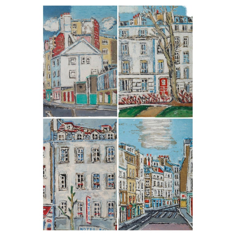 Set of Four Framed Engravings Representing the Districts of Paris For ...