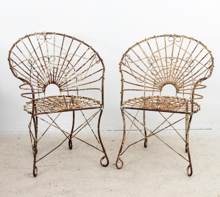 Set of Four French Wire Chairs For Sale at 1stDibs