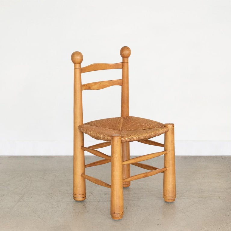 French Wood and Woven Chairs by Charles Dudouyt, Set of 4 For Sale at ...