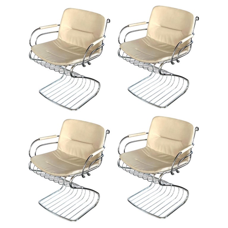 Set of Four Gastone Rinaldi for Rima Tubular Chrome Cantilever Arm ...