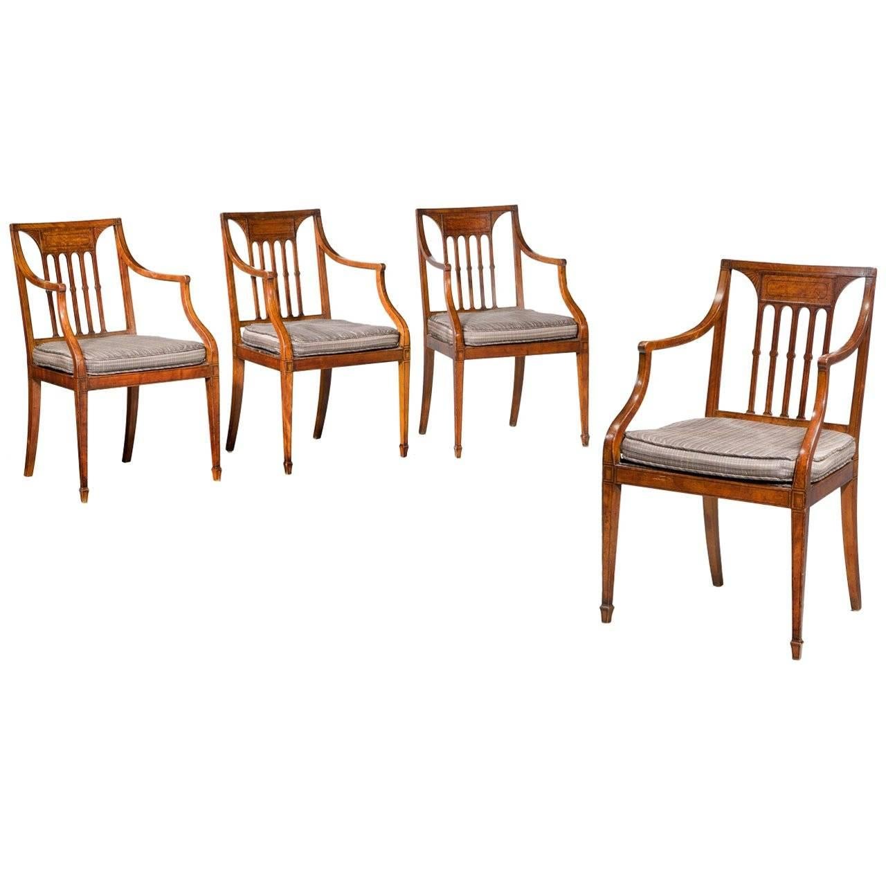 Set of Four George III Period 'Clifton' Satinwood Elbow Chair by ...