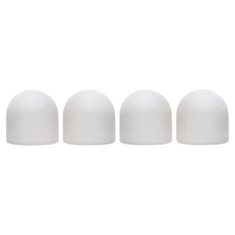 Set of Four German Vintage Minimalist White Glass Flush Mounts Wall ...