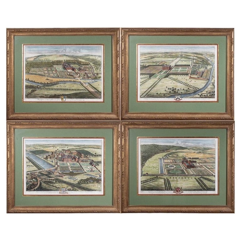 Set of Four Gilt Framed Vues Optique of English Estates by Knyff and ...