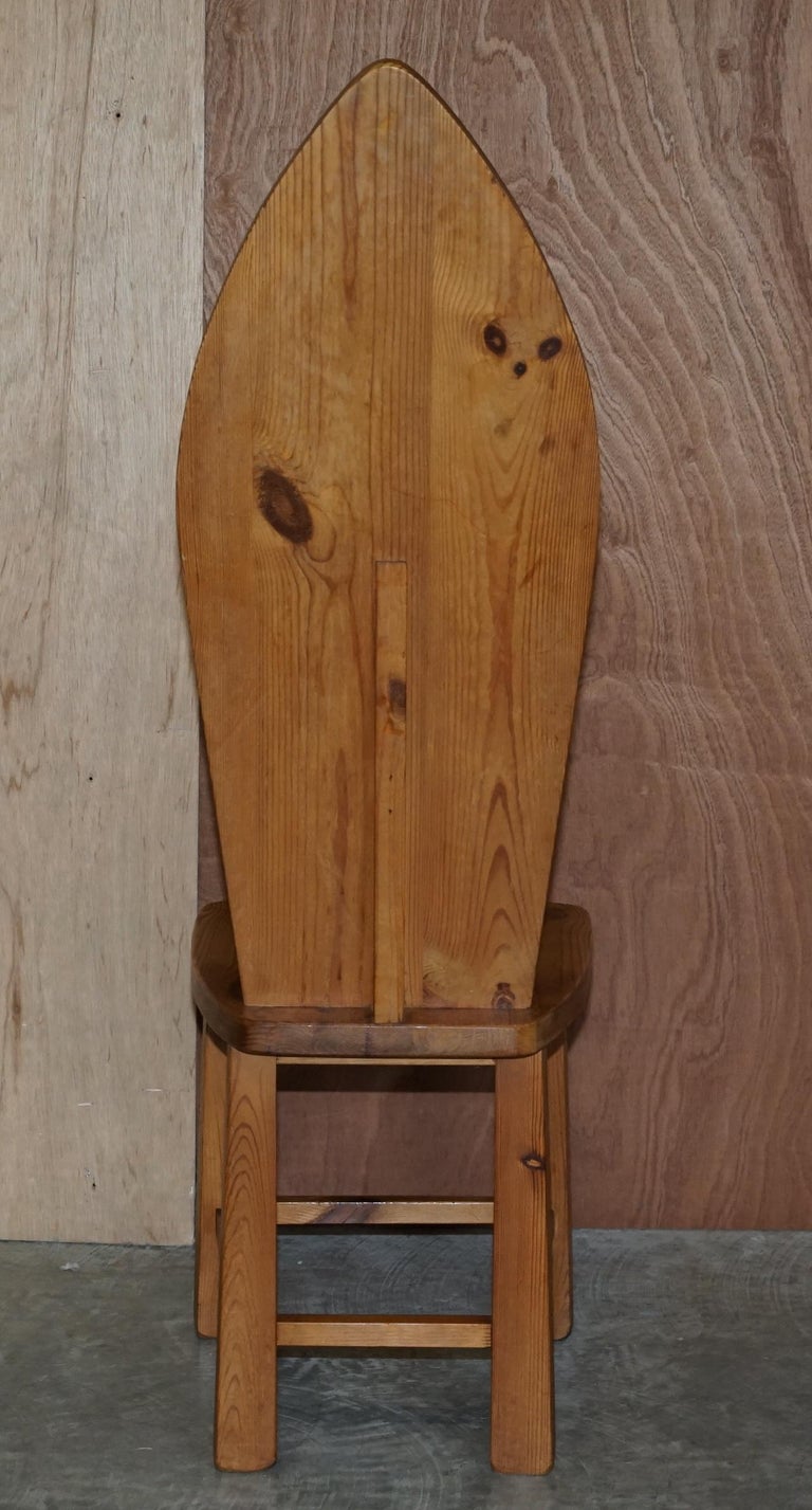 Set of Four Gothic Celtic Style Large Pitch Pine Dining Chairs with ...