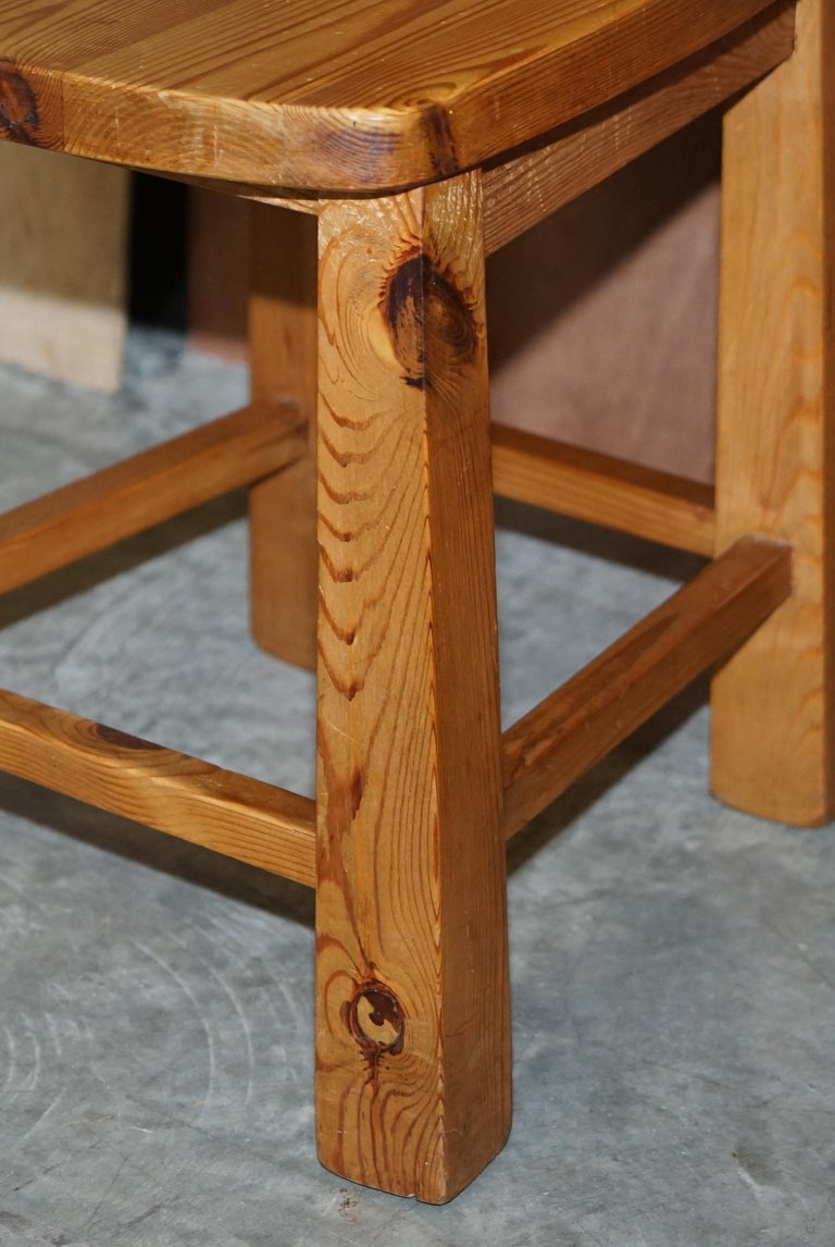 Set of Four Gothic Celtic Style Large Pitch Pine Dining Chairs with ...