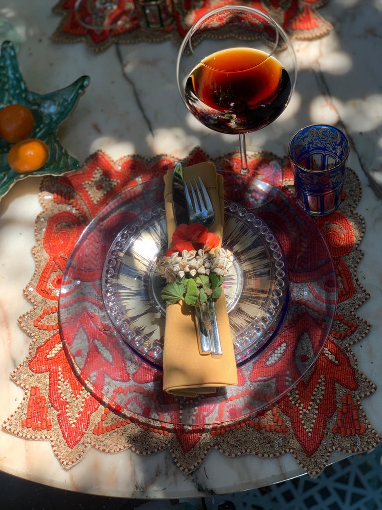 Set of Four Hand Beaded Placemats by Amy Seybert For Sale at 1stDibs