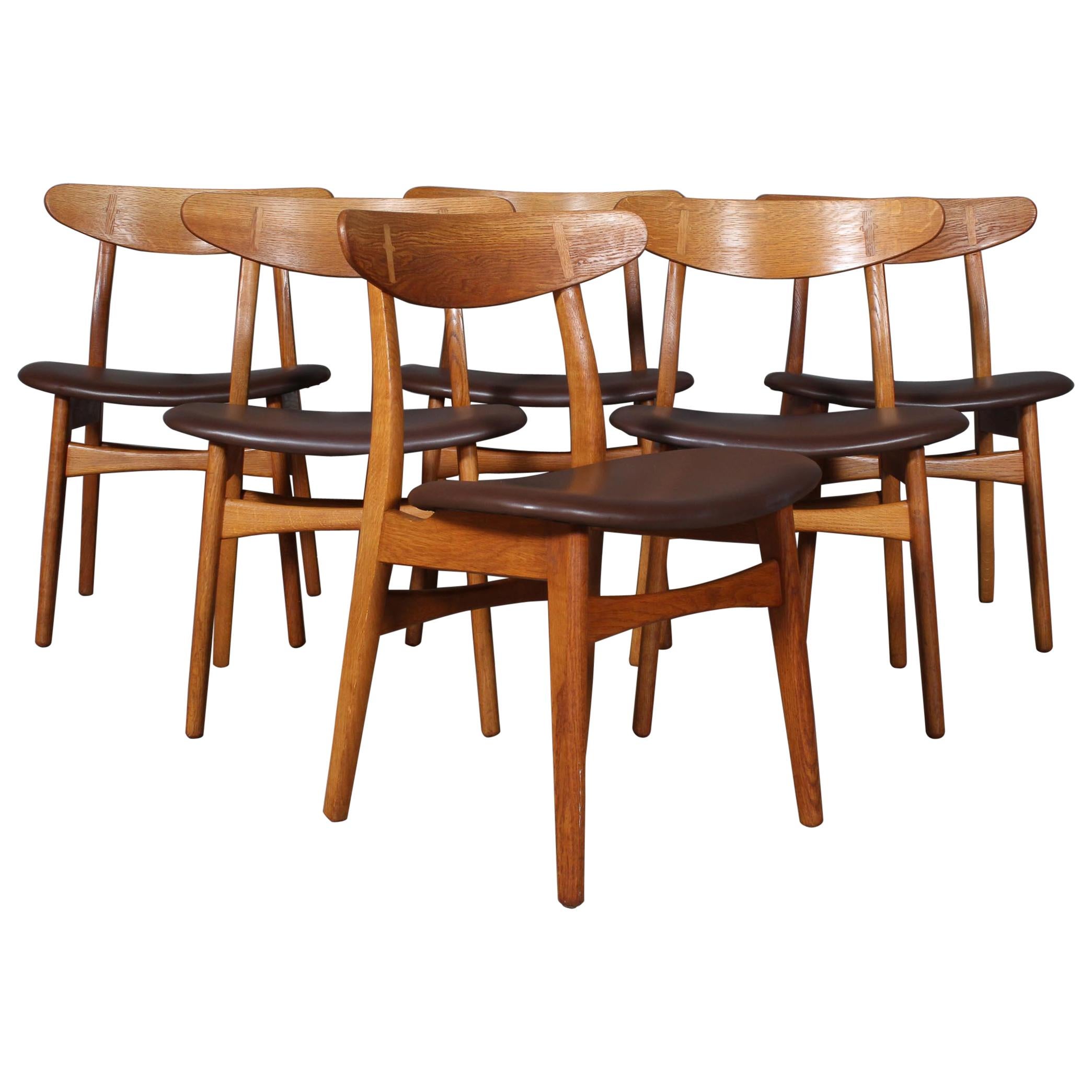 Hans Wegner Dining Chairs Model W2 by C.M Madsen in Denmark at 1stDibs