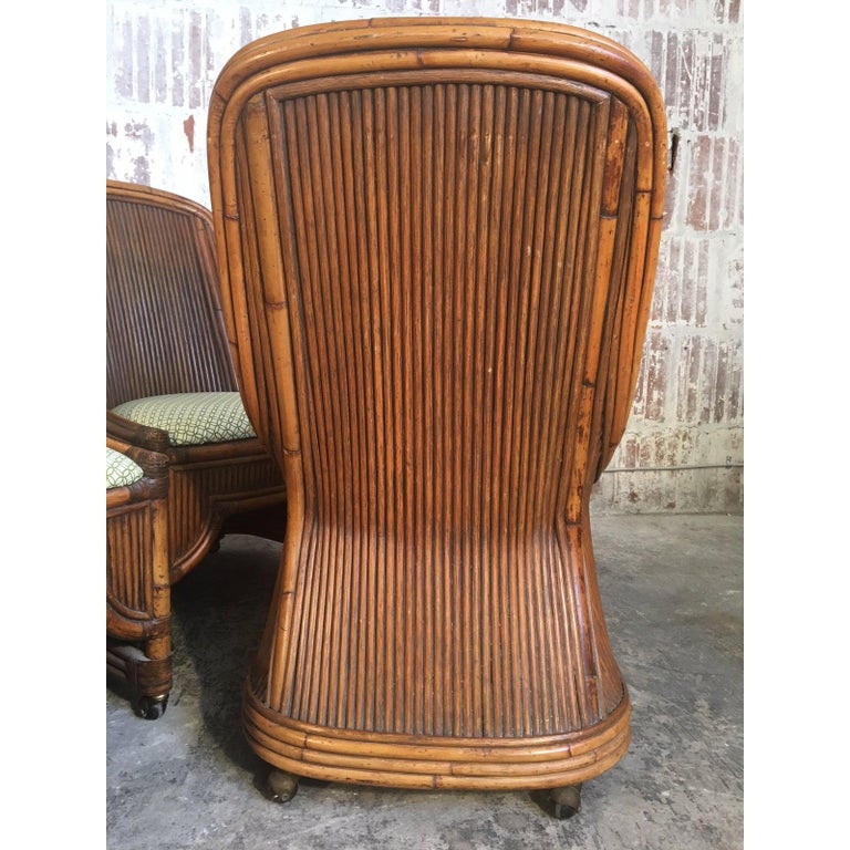 Set of Four High Back Rattan and Bamboo Sculptural Dining Chairs For ...