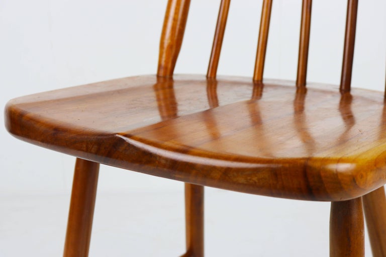 Set of Four High Spindle Back Chairs by Pastoe in Solid Wood Dutch ...