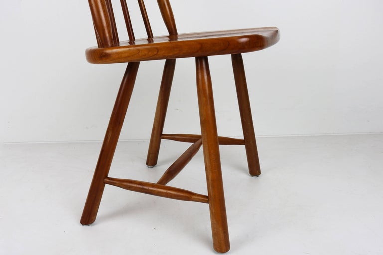 Set of Four High Spindle Back Chairs by Pastoe in Solid Wood Dutch ...