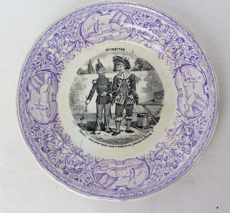 Set of Four Historized Scenes with Guess Faience Plates, France 19th C ...