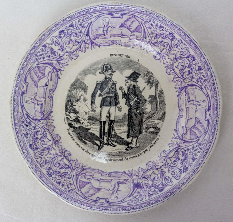 Set of Four Historized Scenes with Guess Faience Plates, France 19th C ...