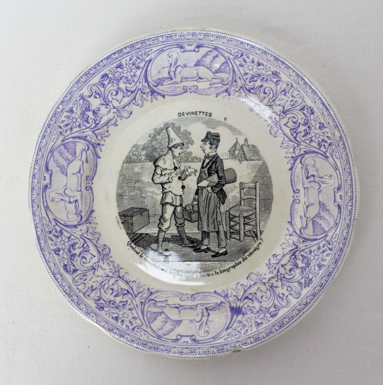 Set of Four Historized Scenes with Guess Faience Plates, France 19th C ...
