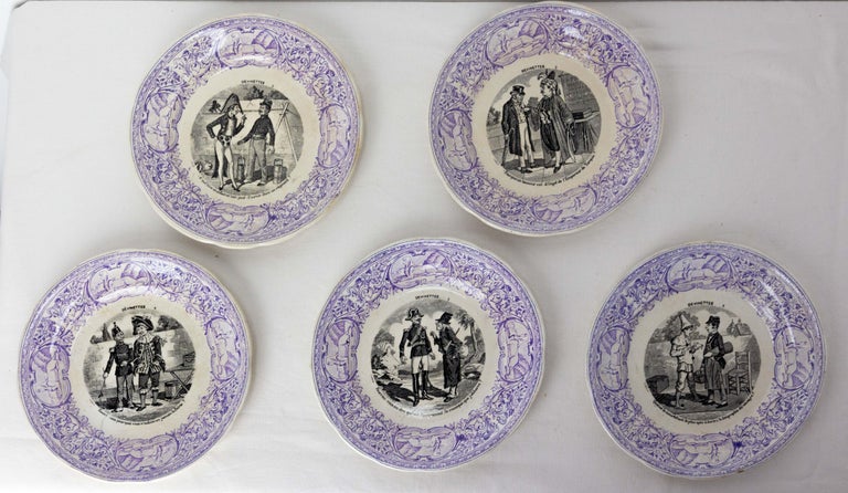 Set of Four Historized Scenes with Guess Faience Plates, France 19th C ...