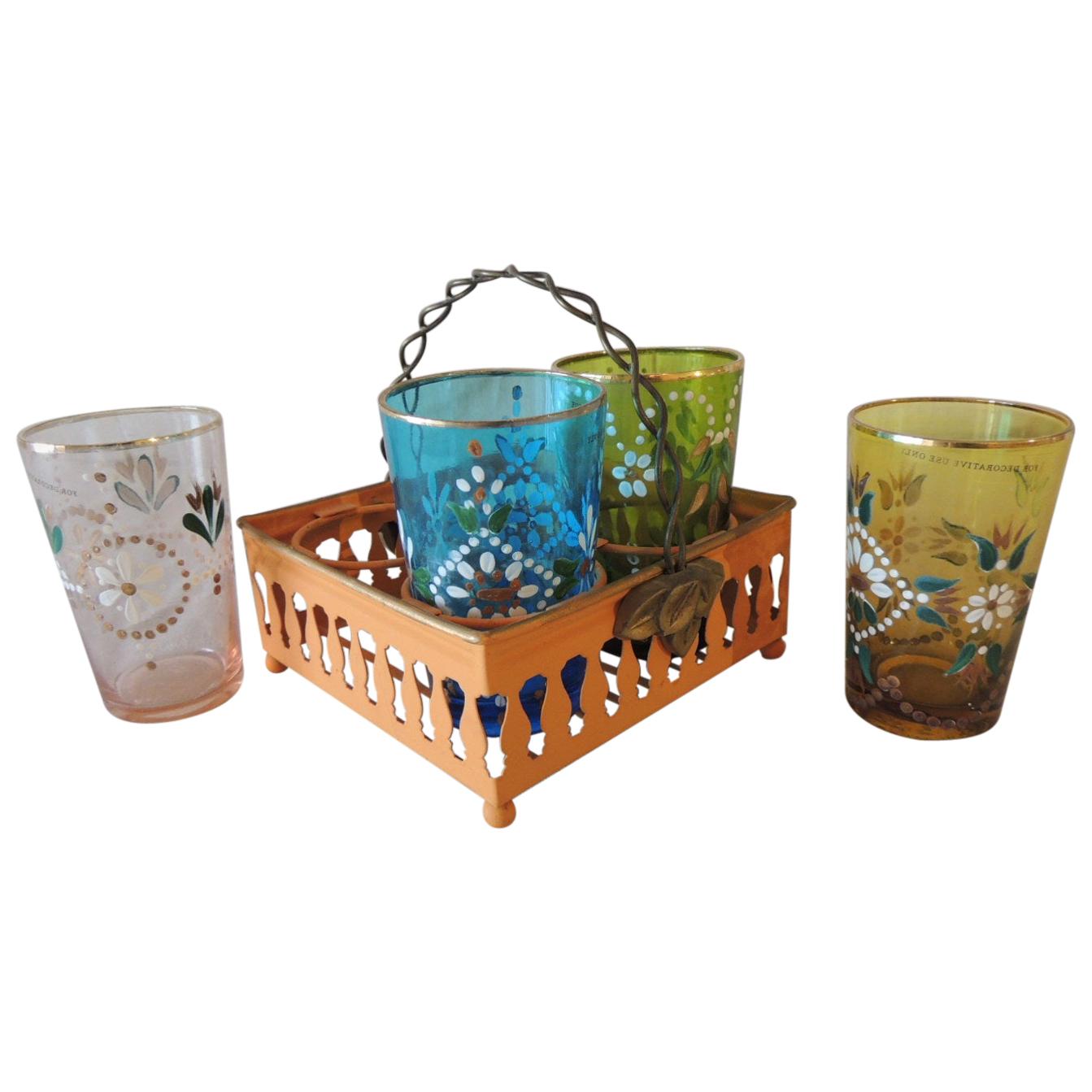 Red and Green Set of '4' Tea Glasses For Sale at 1stDibs