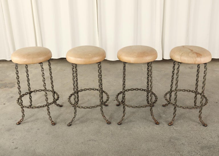 Set of Four Industrial Style Chain Link Swivel Barstools at 1stDibs ...