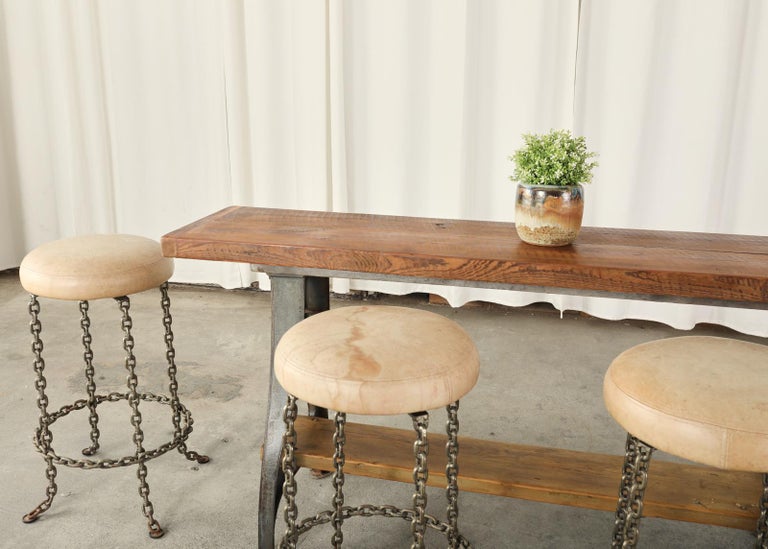 Set of Four Industrial Style Chain Link Swivel Barstools at 1stDibs ...