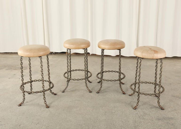 Set of Four Industrial Style Chain Link Swivel Barstools at 1stDibs ...