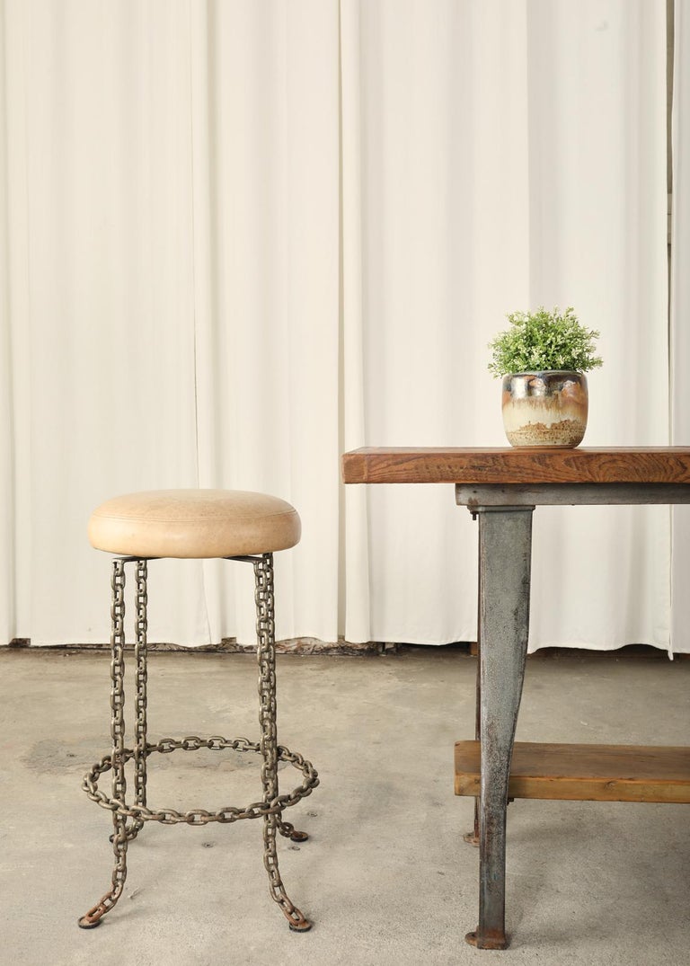 Set of Four Industrial Style Chain Link Swivel Barstools at 1stDibs ...