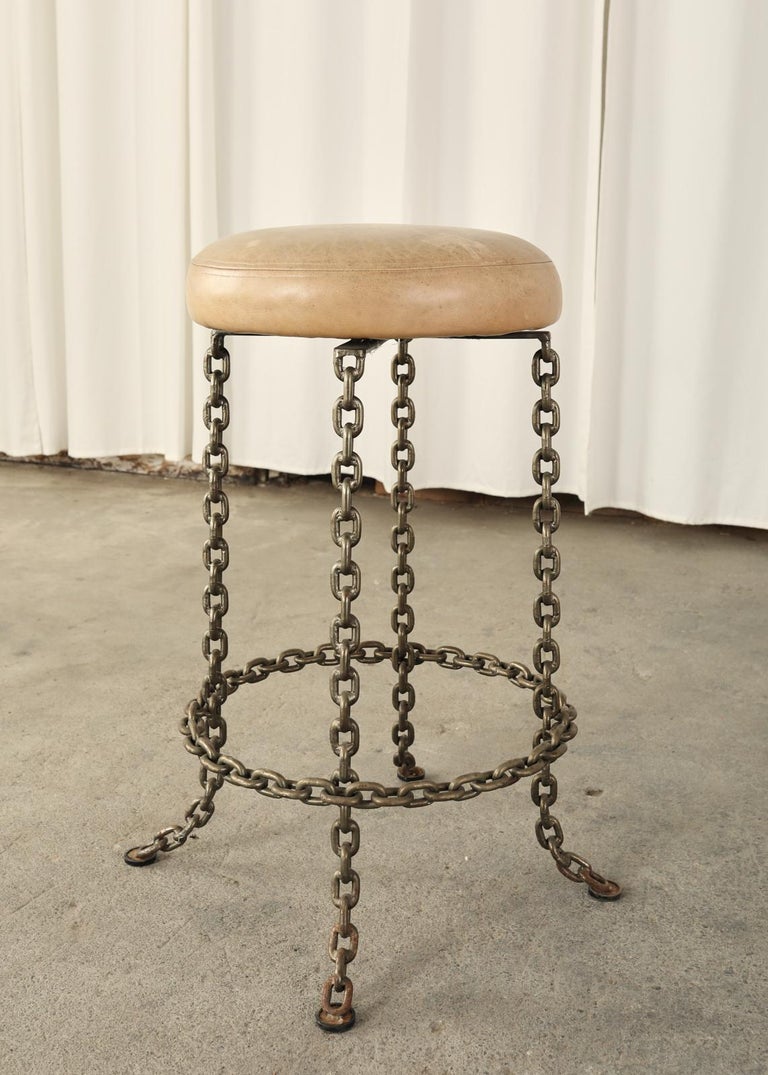 Set of Four Industrial Style Chain Link Swivel Barstools at 1stDibs ...