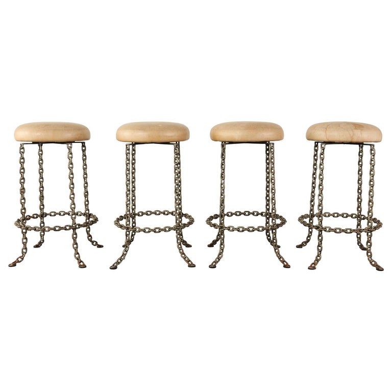 Set of Four Industrial Style Chain Link Swivel Barstools at 1stDibs ...