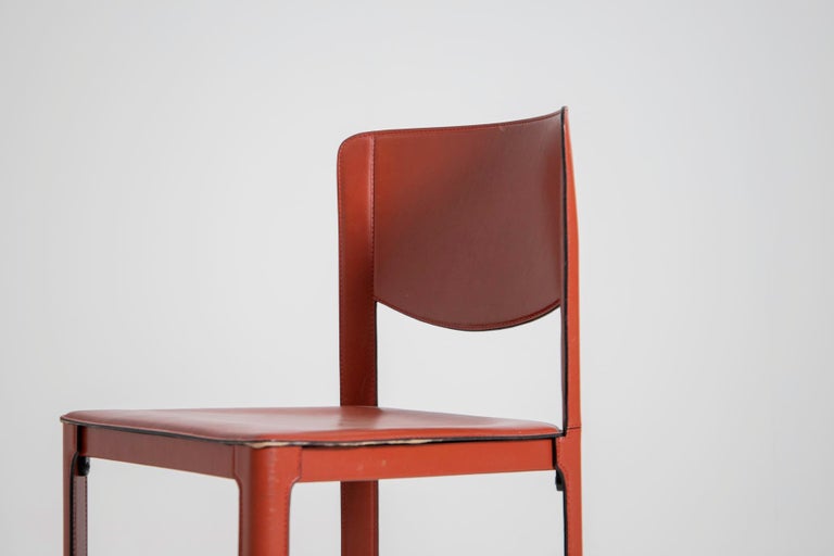 Set of Four Italian Chair, Matteograssi Burgundy Leather M. Sistina ...