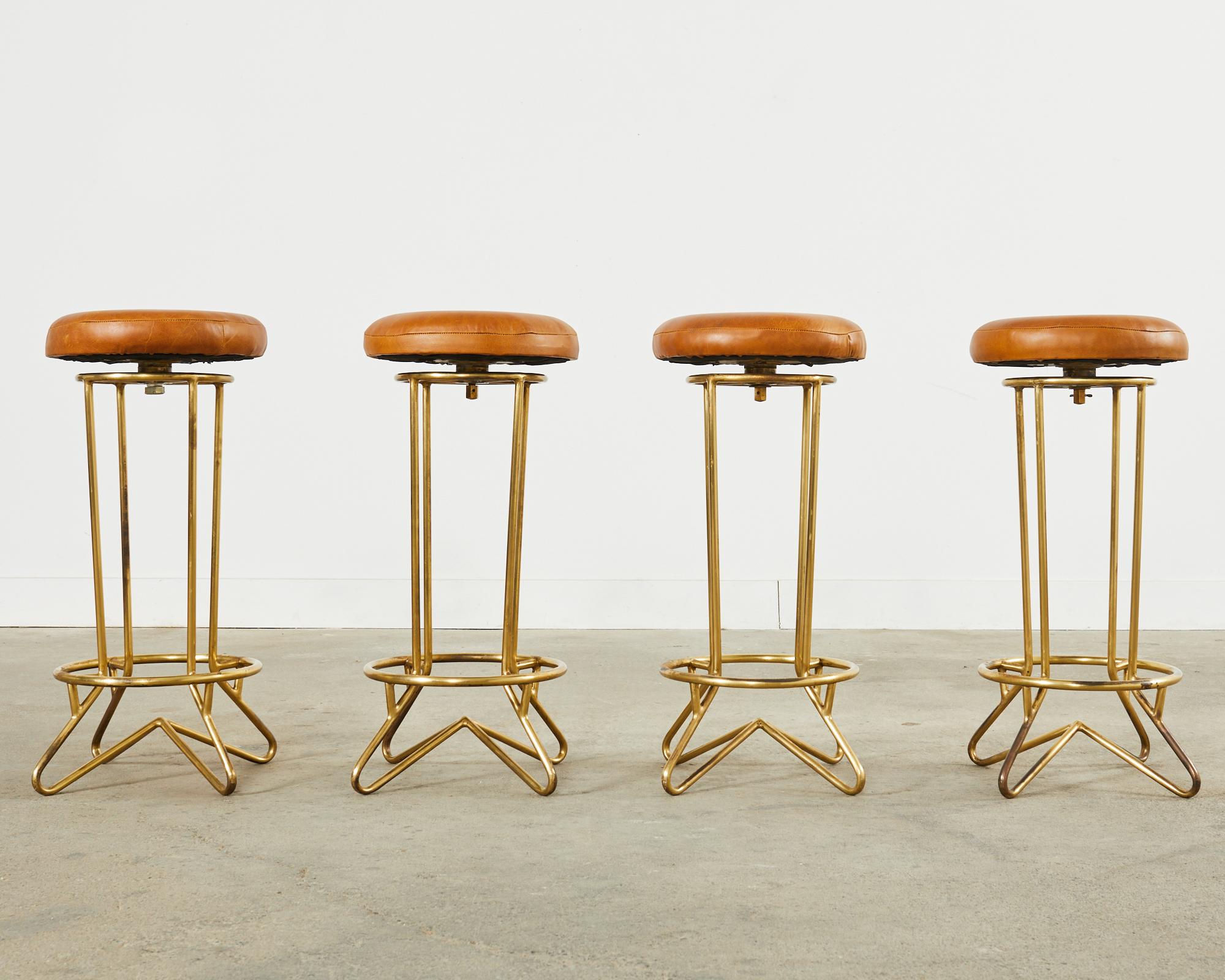 Set of Four Italian Ico Parisi Style Bronzed Swivel Bar Stools For Sale ...