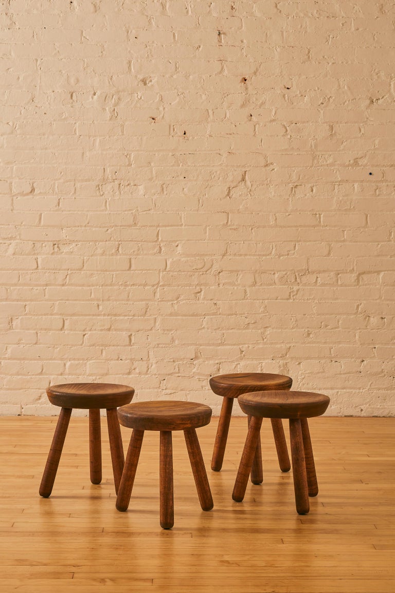 Set of Four Italian Wooden Stools For Sale at 1stDibs