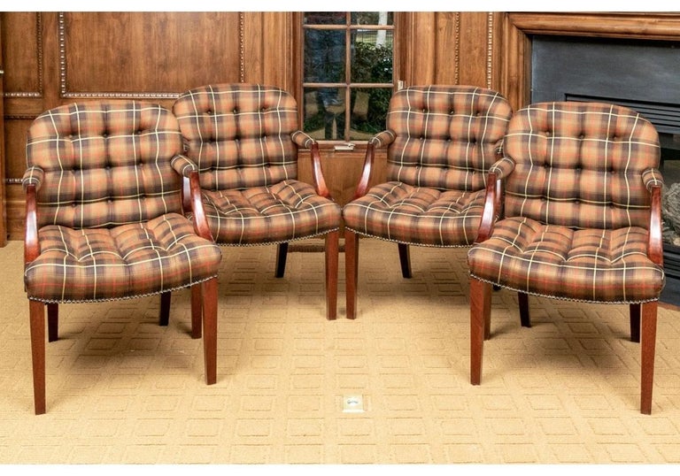 Set of Four John Roselli English Biscuit Chairs in Ralph Lauren Fabric ...