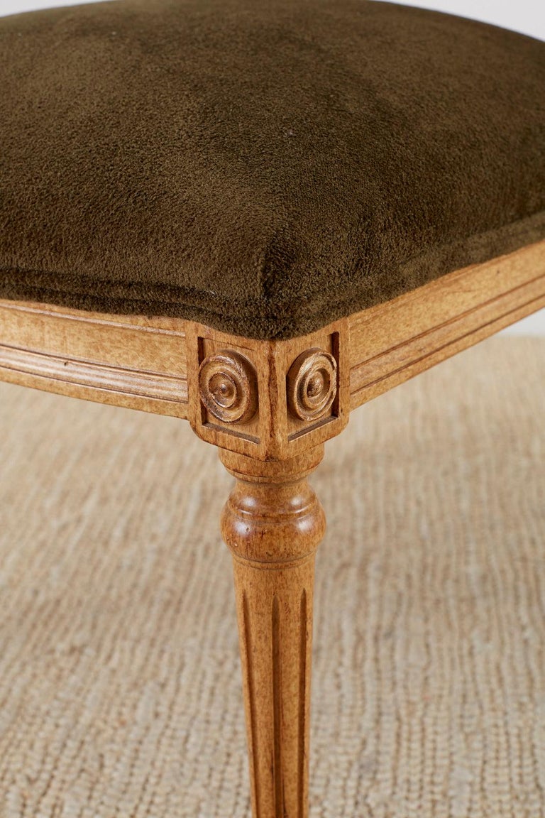 Set of Four Louis XVI Style Green Velvet Dining Chairs at 1stDibs