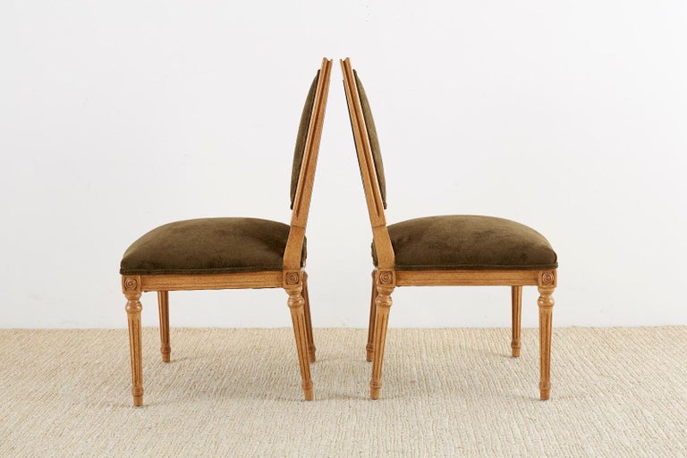Set of Four Louis XVI Style Green Velvet Dining Chairs at 1stDibs