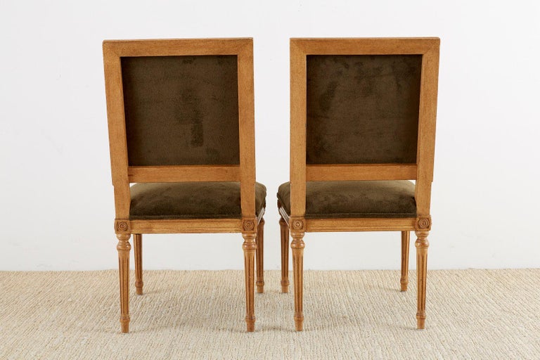 Set of Four Louis XVI Style Green Velvet Dining Chairs at 1stDibs