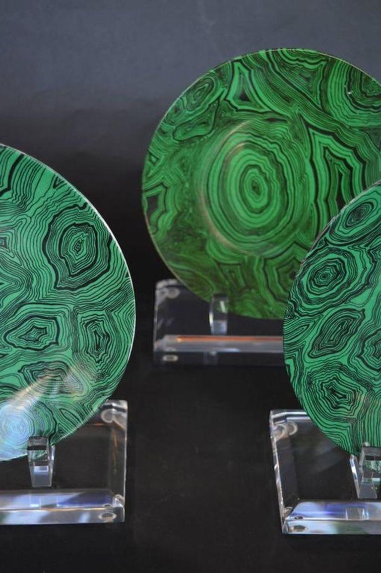 Set of Four Malachite Fornasetti Plates For Sale at 1stDibs