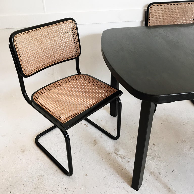 Set of Four Marcel Breuer Cesca Chairs and Extendable Dining Table Made ...