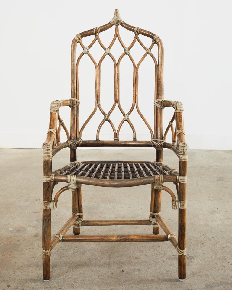 Set of Four McGuire Organic Modern Rattan Cathedral Dining Chairs For ...