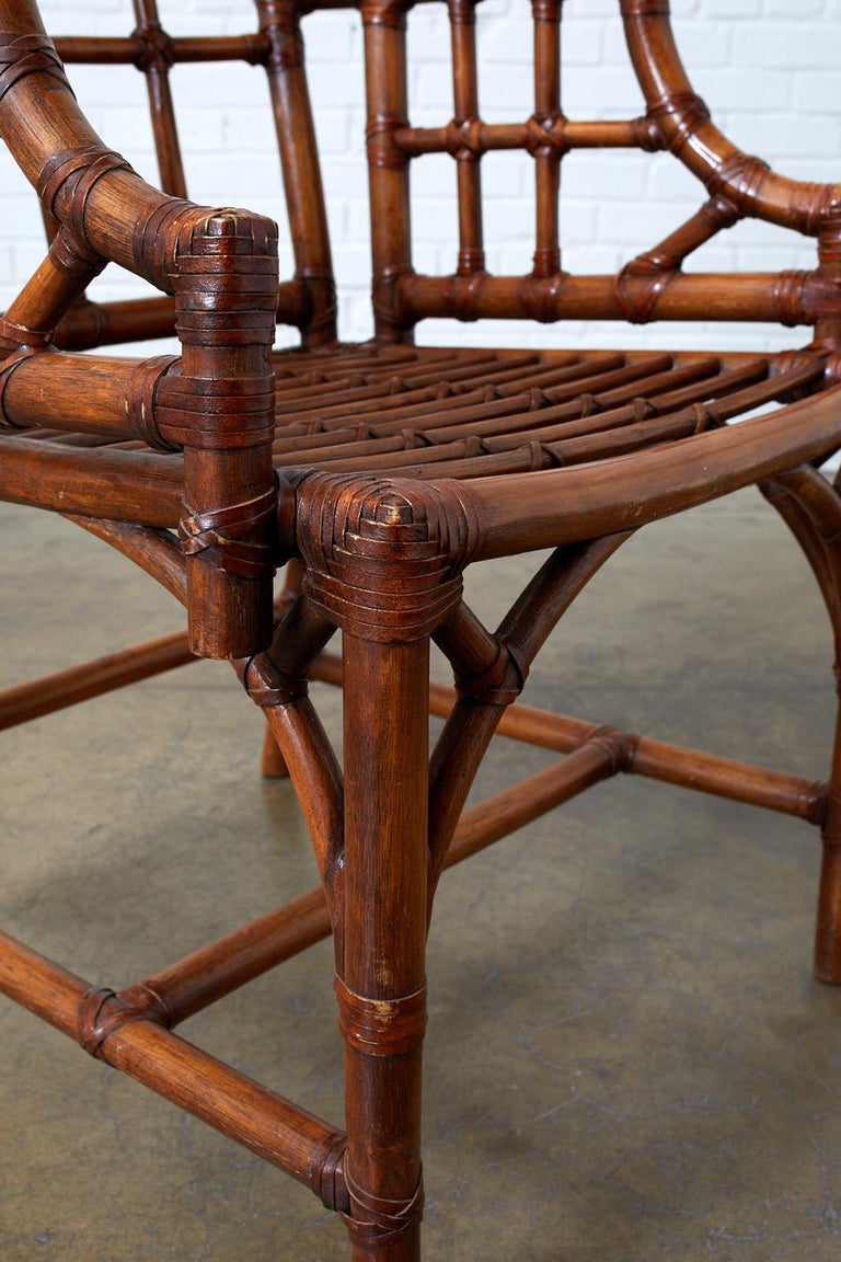 Set of Four McGuire Style Bamboo Rattan Dining Chairs at 1stDibs