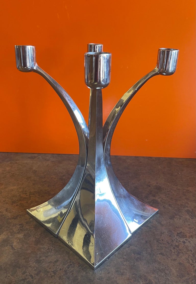 Set of Four MCM Chrome Candlesticks For Sale at 1stDibs