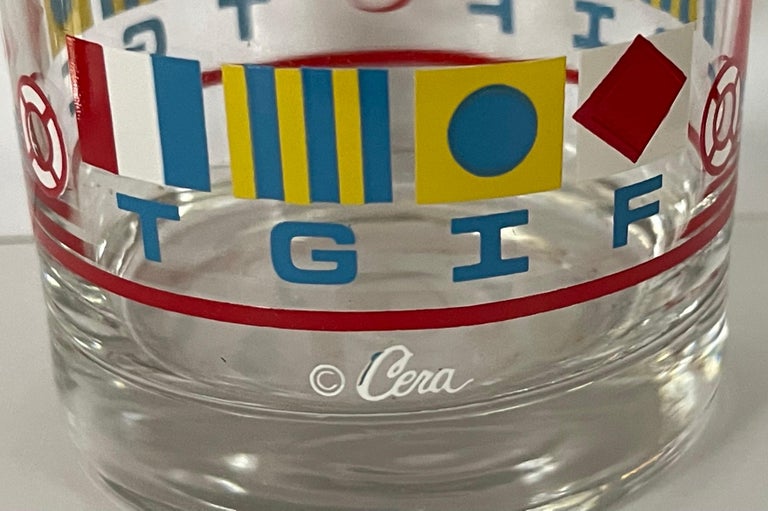 Set of Four Mcm "TGIF / Nautical Flags" Highball Glasses by Cera For ...