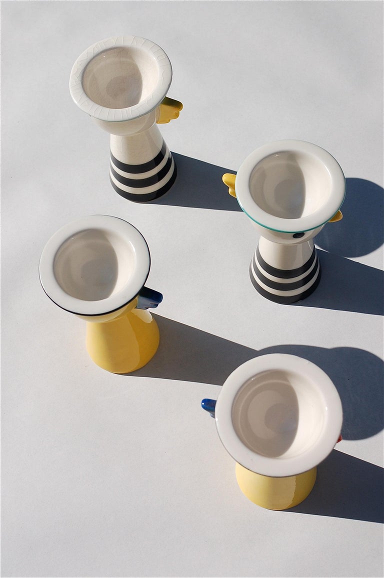Set of Four Memphis Style Egg Cups, 1980s at 1stDibs