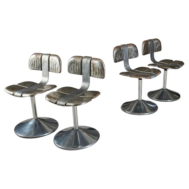 Set of Four Metal Chairs with Great Design For Sale at 1stDibs