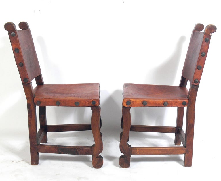 Set of Four Mexican Leather Dining Chairs at 1stDibs
