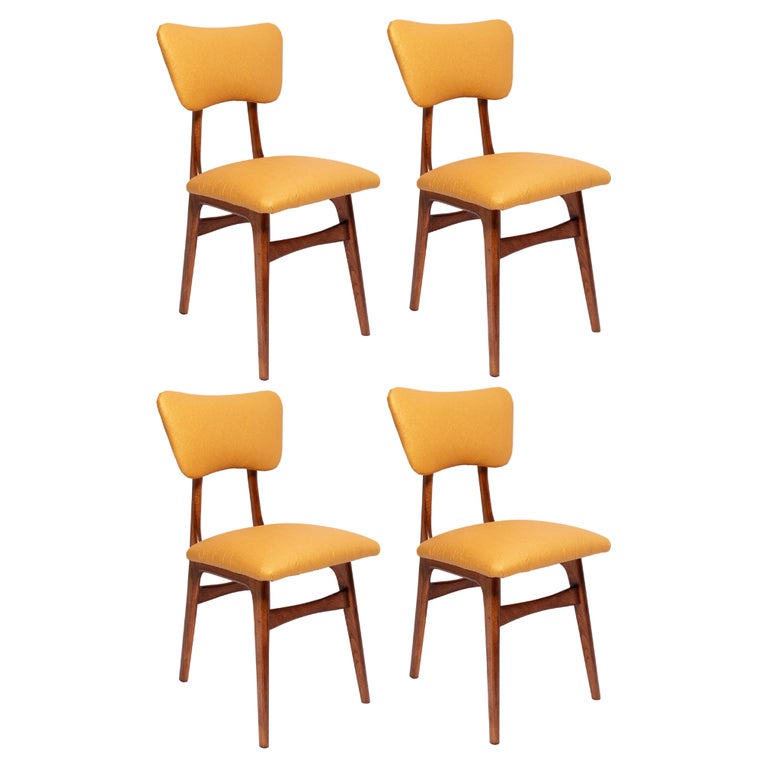 Set of Four Mid Century Butterfly Dining Chairs, Pineapple Leather ...