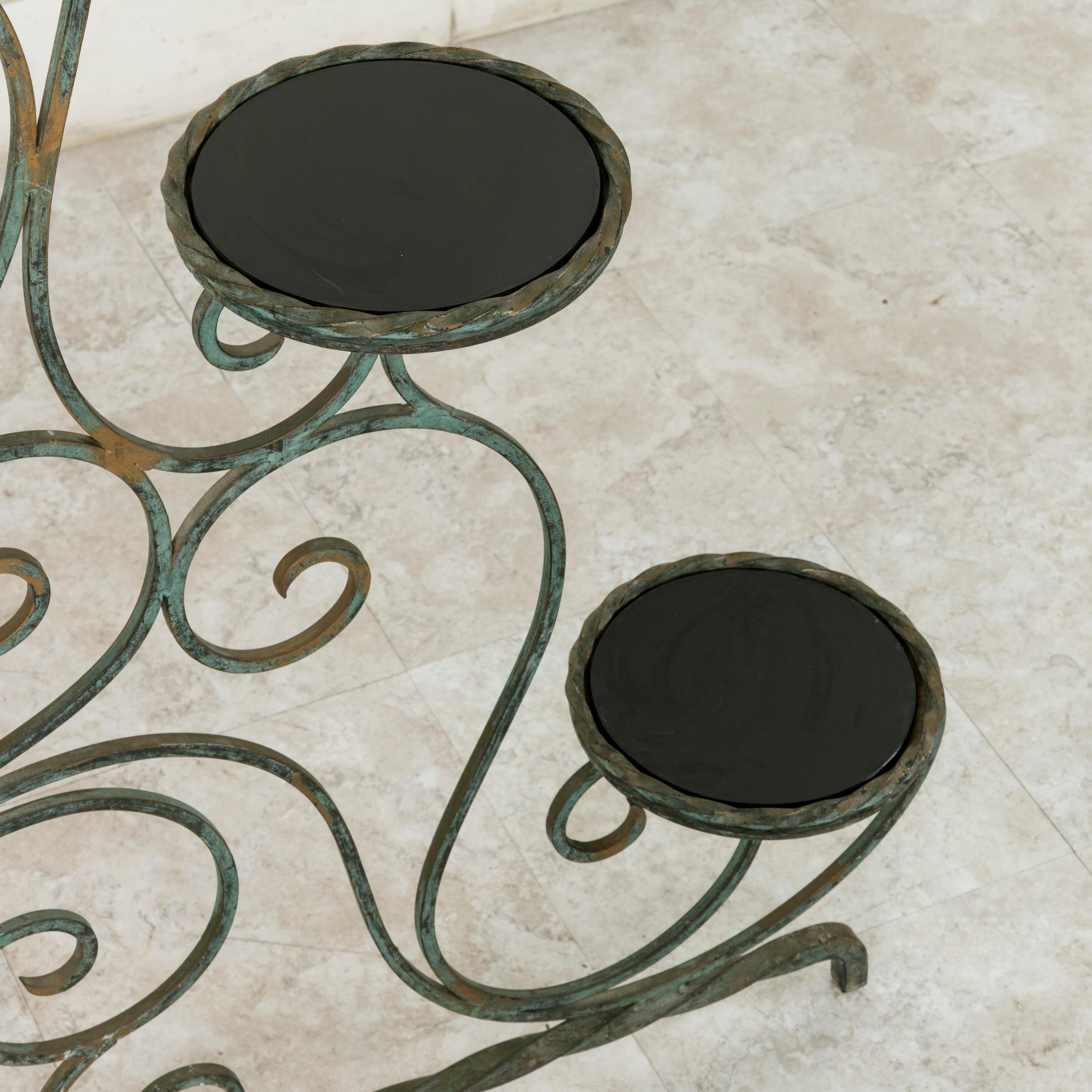 Set of Four Midcentury French Wrought Iron Partitions with Smoked Glass ...