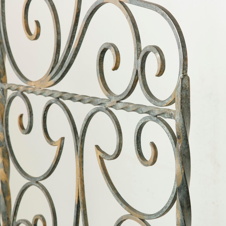 Set of Four Midcentury French Wrought Iron Partitions with Smoked Glass ...